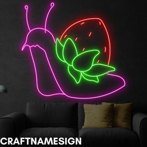 Strawberry Snail Led Sign, Strawberry Neon Sign, Custom Neon Sign ...