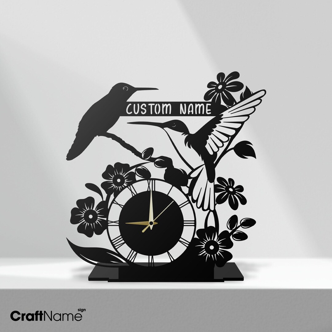 Personalized Hummingbird Metal Tabletop Clock, Custom Hummingbird Table ...