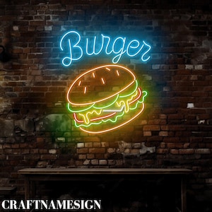 Burger Neon Light, Burger Led Light for Fast Food Restaurant Wall ...