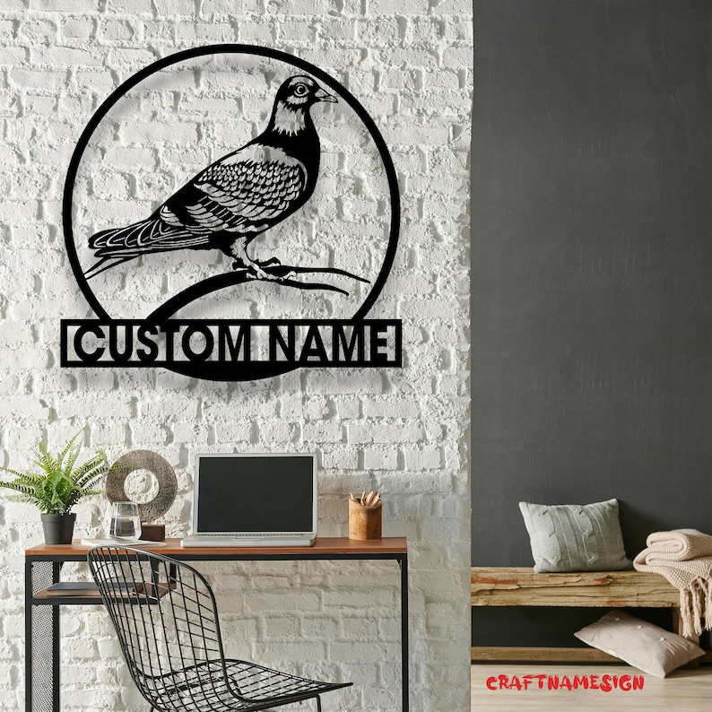 Custom Pigeon Peace Bird Metal Wall Art LED Light - Etsy