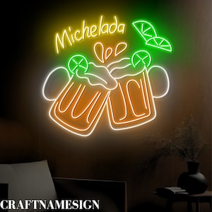 Open Michelada Cocktail Bar Neon Sign, Mexican Michelada Cocktails Led ...