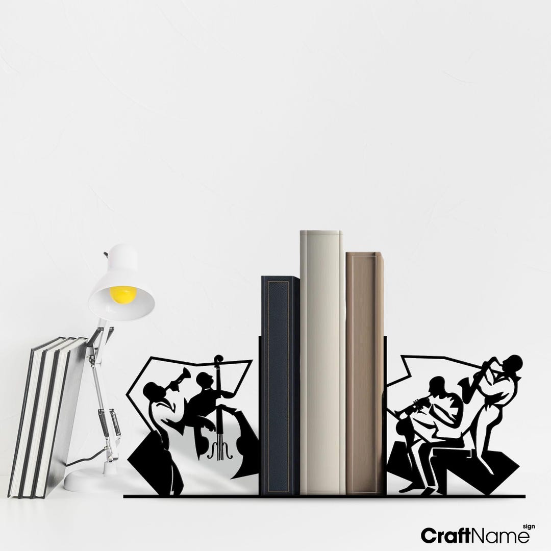 Personalized Jazz Band Bookend Metal Art, Jazz Music Club Metal Book ...