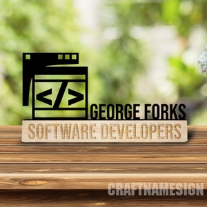 Custom Wooden Software Engineering Desk Name Plate Developer - Etsy