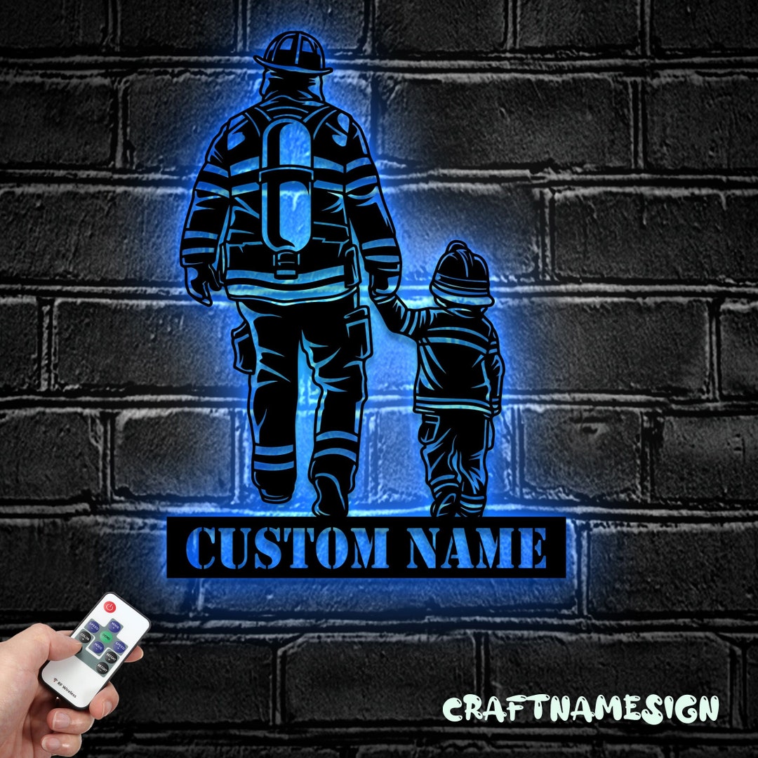 Custom Father Gift, Metal Sign for Dad, Daughter Father Son Firefighter ...