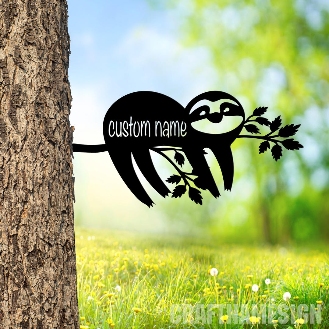 Custom Sloth on Branch Metal Stake for Tree Decor, Sloth Garden ...