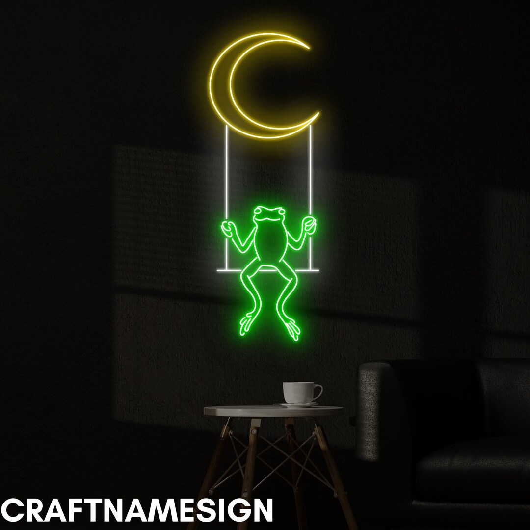 Frog Moon Swing Neon Sign, Frog Moon Swing Led Sign, Custom Neon Sign ...