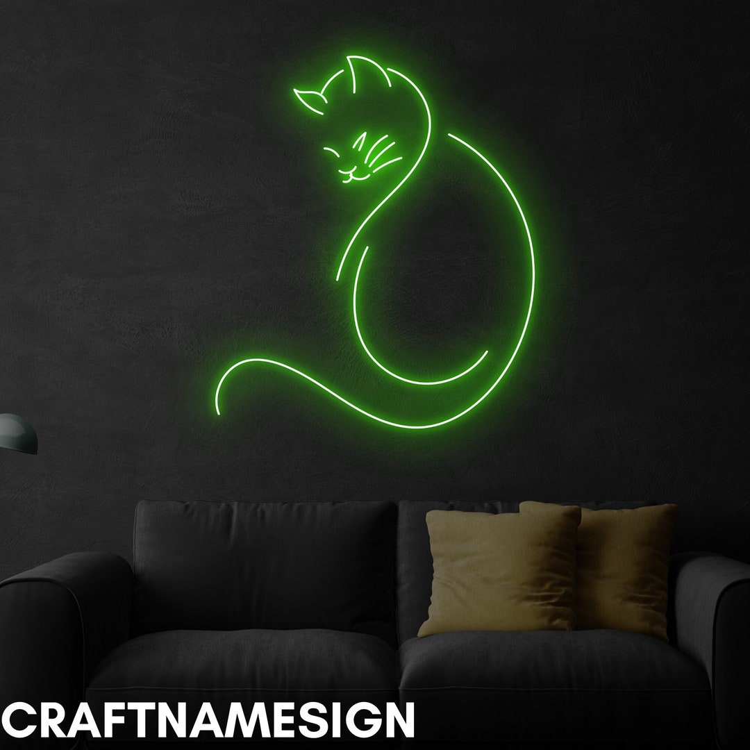 Minimalist Cat Line Neon Sign, Kitten Led Sign, Custom Neon Sign, Pet ...