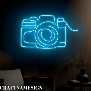 Photography Line Art Neon Sign, Camera Led Sign, Custom Neon Sign ...