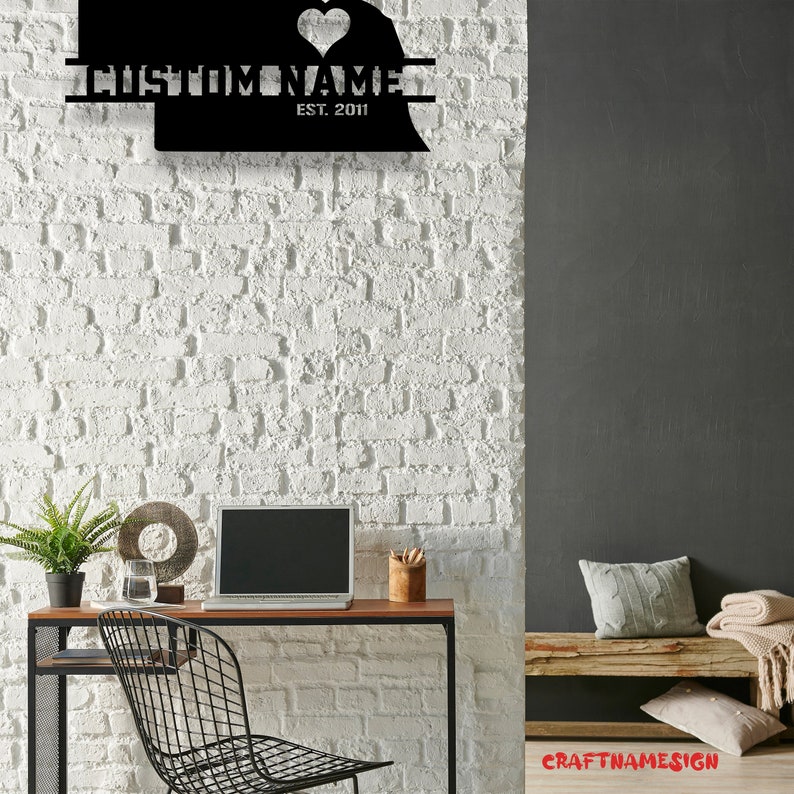 Custom Nebraska Map Metal Wall Art LED Light - Personalized Nebraska ...