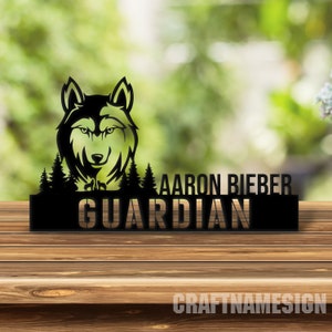 Custom Wooden Wolf Desk Name Plate, Wolf Lover Metal Nameplate for Desk ...