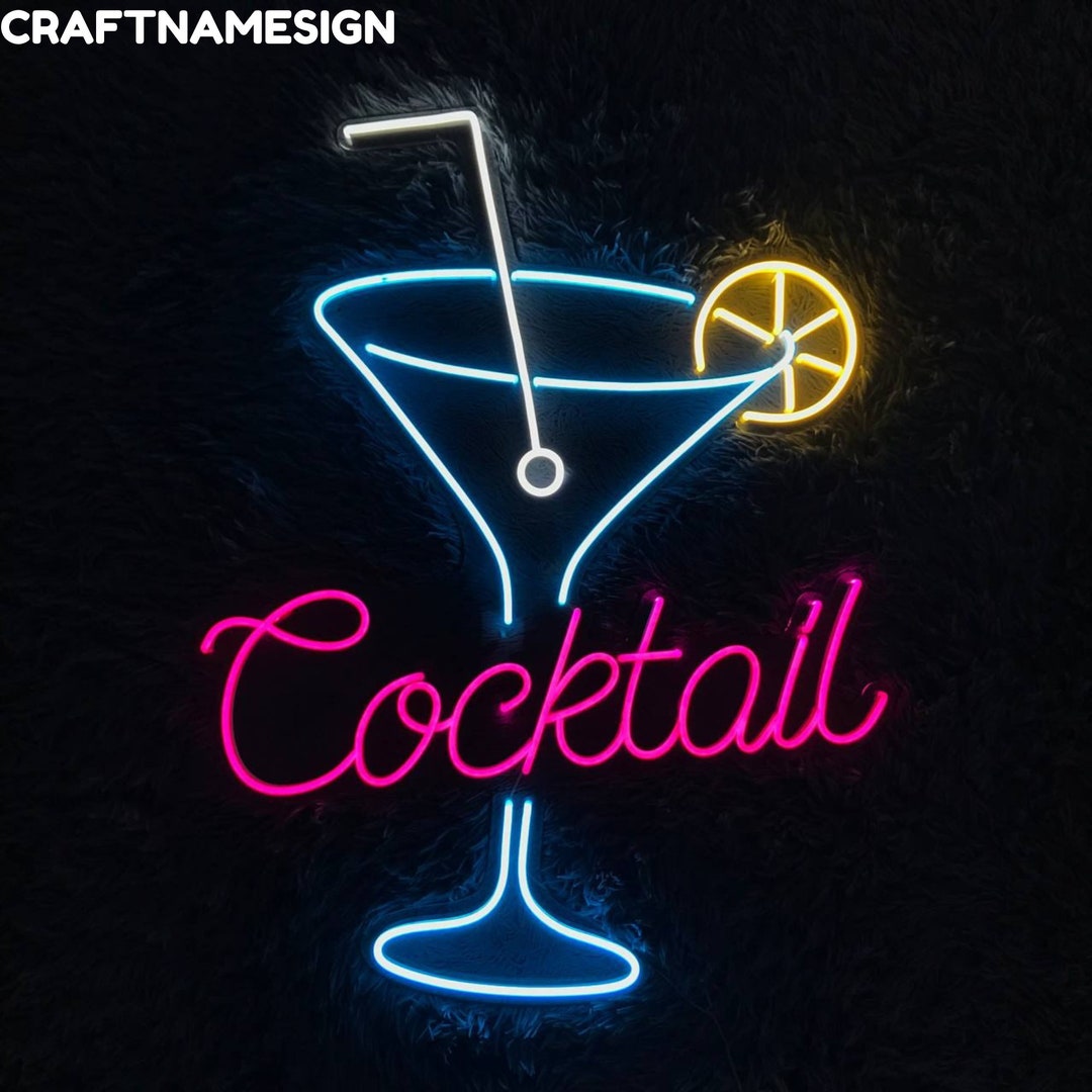 Cocktail Neon Sign, Cocktails Home Bar Led Sign, Custom Neon Sign ...