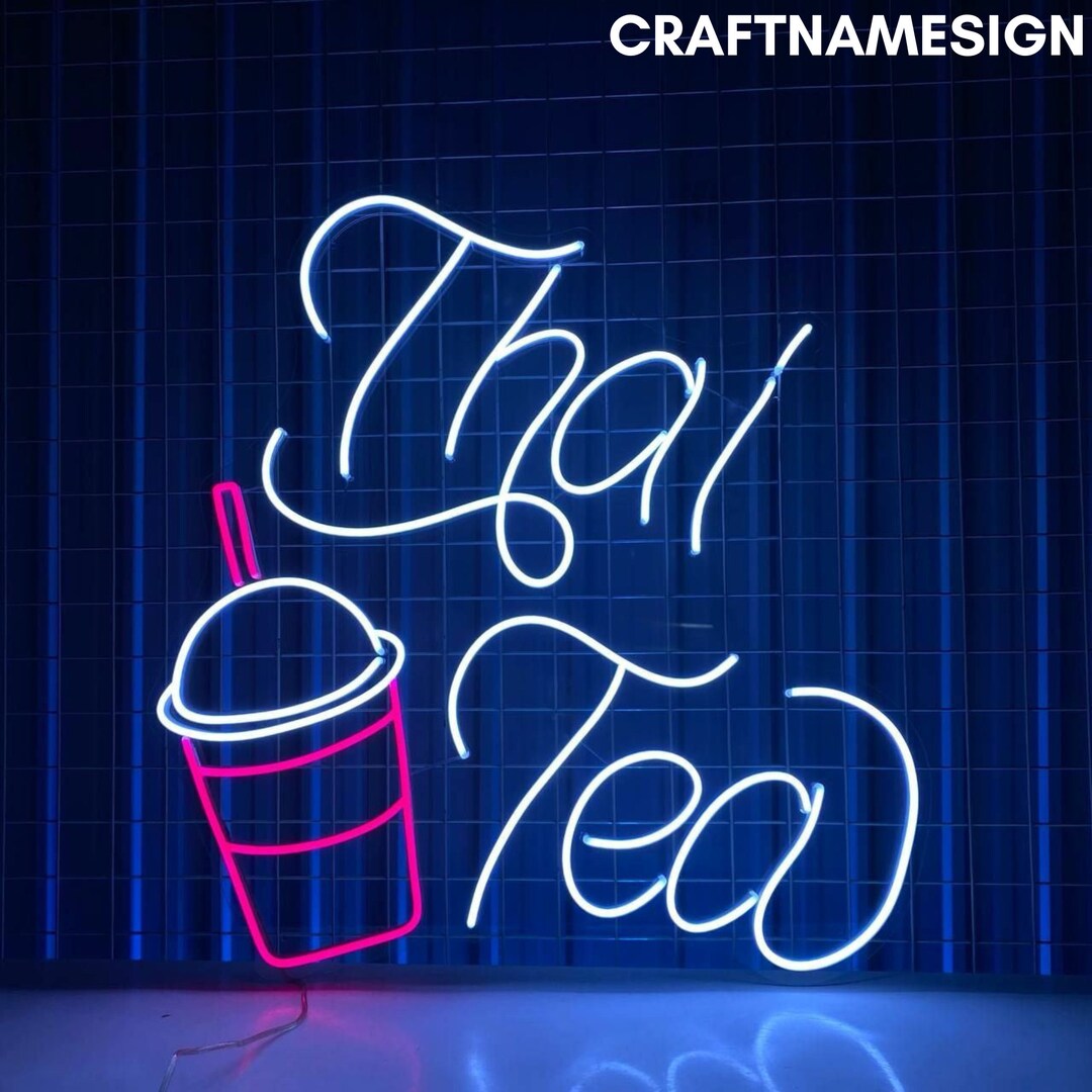 Thai Tea Neon Sign, Open Thai Milk Tea Shop Led Sign, Custom Neon Sign ...