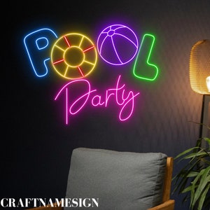 Pool Party Neon Sign, Summer Pool Party Led Sign, Custom Neon Sign ...