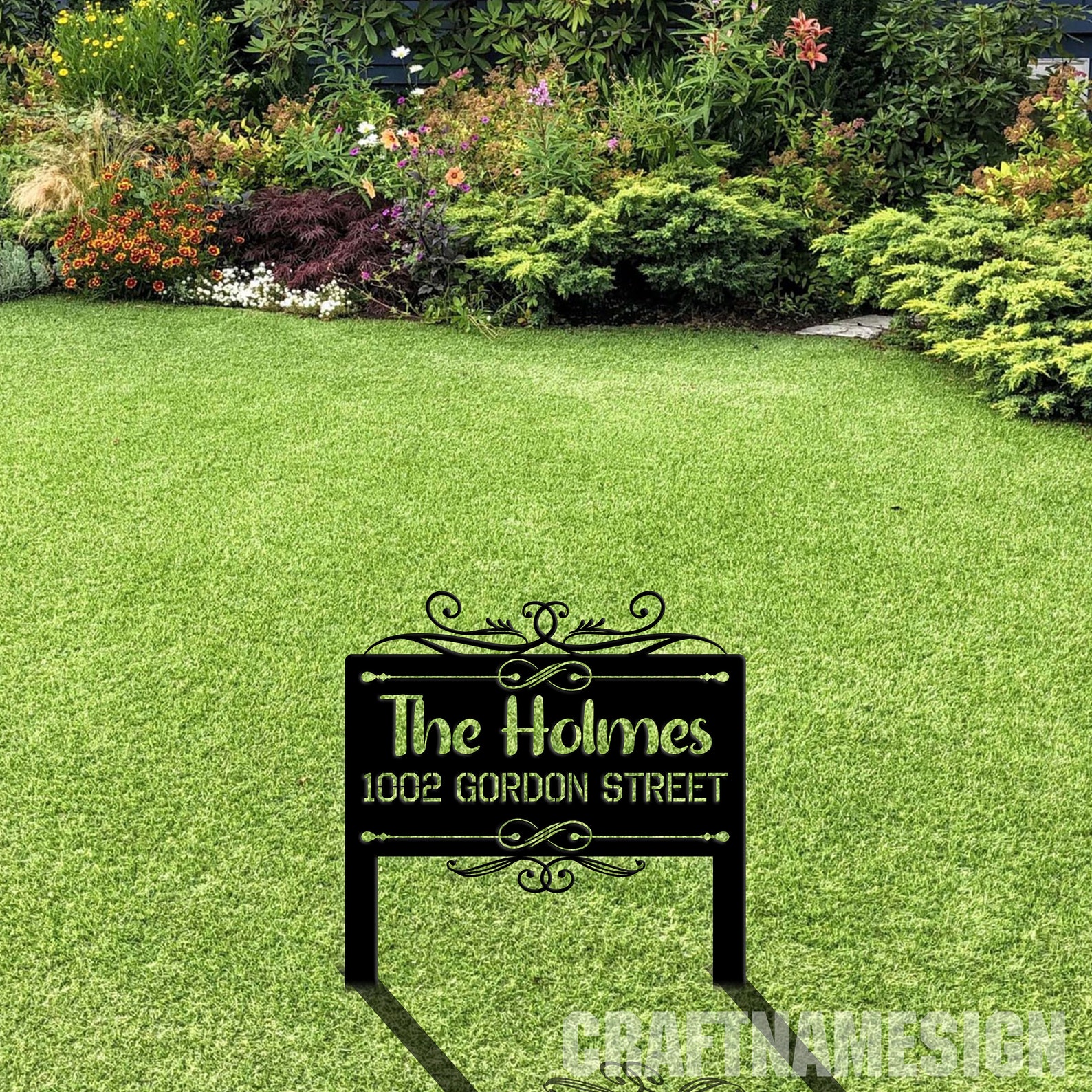 Custom Metal Adress Sign With Stakes, Home Address Sign, Metal Yard ...
