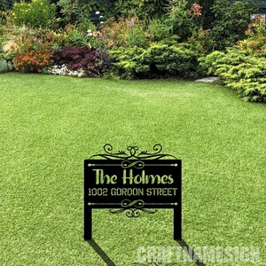 Custom Metal Adress Sign With Stakes, Home Address Sign, Metal Yard ...
