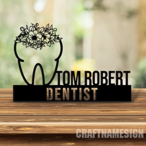 Custom Dentist Wooden Desk Name Plate, Dentist Metal Nameplate for Desk ...