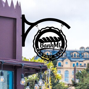 Custom Banh Mi Shop Metal Steel Hanging Sign, Large Metal Laser Cut ...