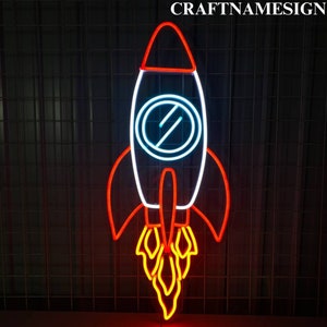 Cartoon Space Rocket Led Sign, Space Rocket Neon Sign, Custom Neon Sign ...