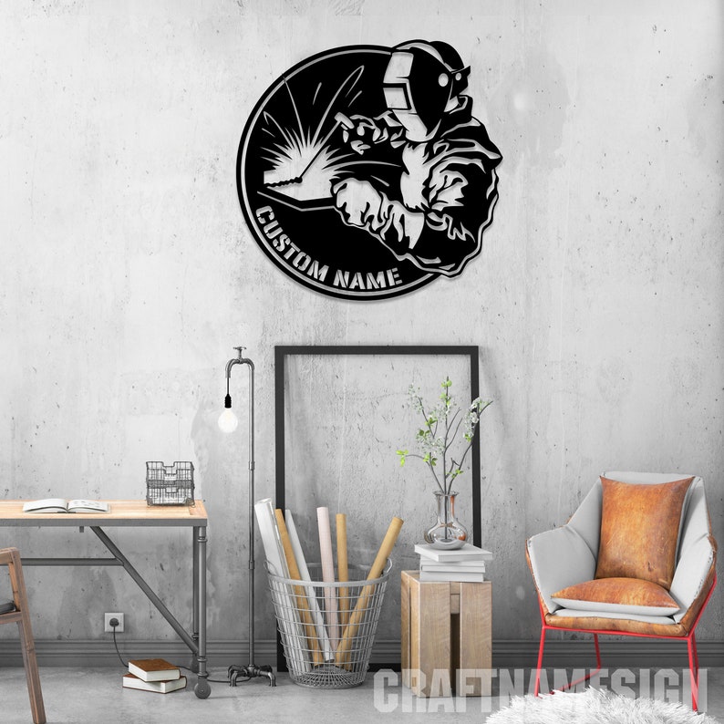 Custom Ironworker Welding Metal Wall Art LED Light, Welder Dad Gifts ...