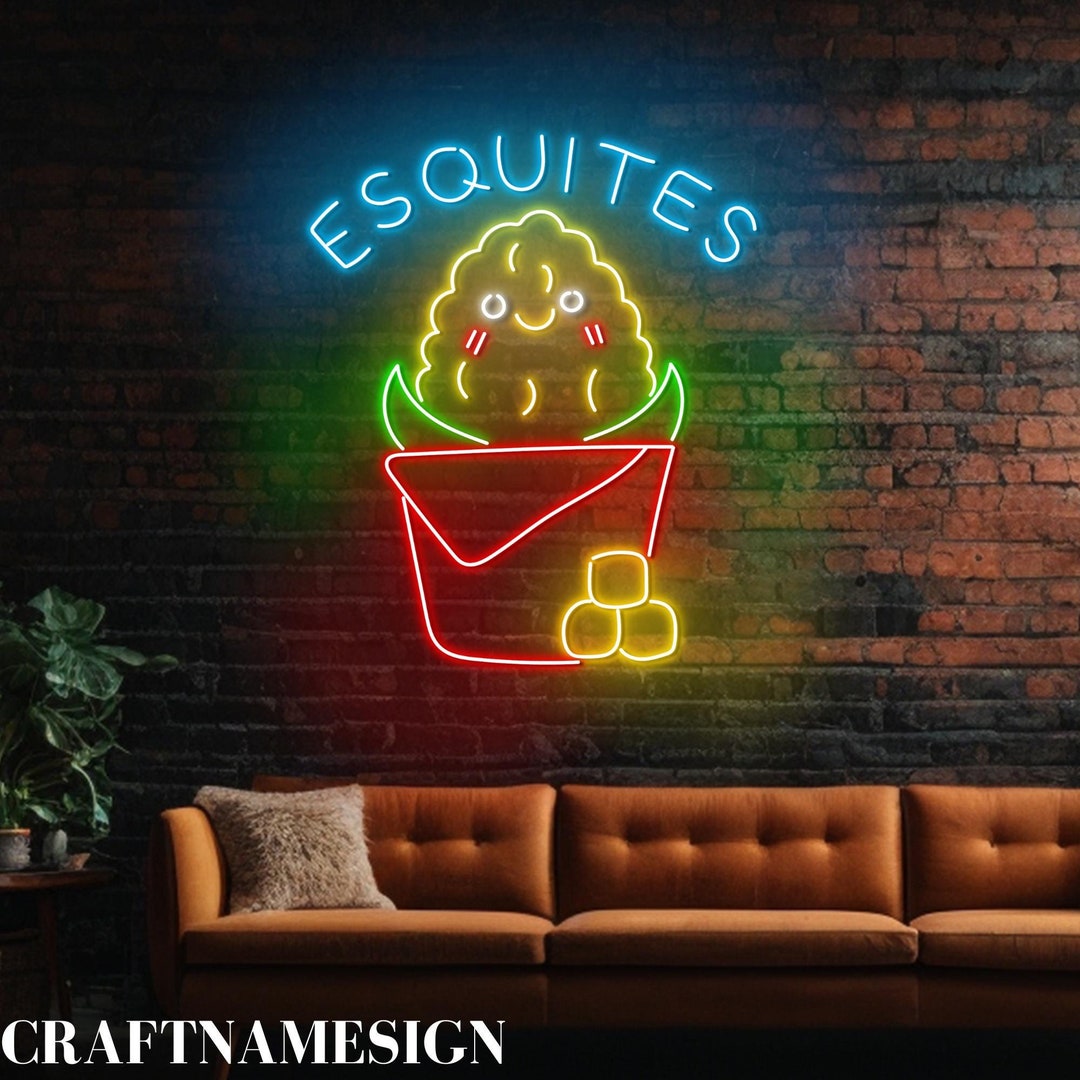 Esquites Corn Neon Sign, Esquites Mexican Corn Led Sign, Custom Neon ...
