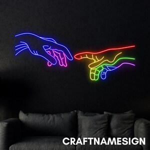 Hand Touch Rainbow Neon Sign, Hand Rainbow Led Sign, Custom Neon Sign ...