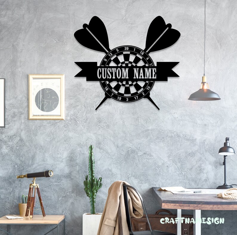 Custom Dartboard Dart Game Metal Wall Art LED Light - Personalized Tips ...