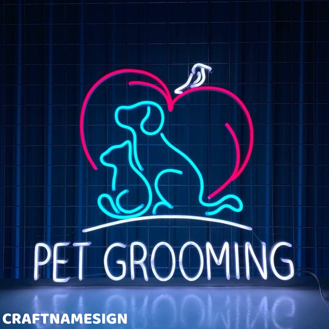 Pet Grooming Neon Sign, Pet Grooming Led Sign, Custom Neon Sign, Gifts ...