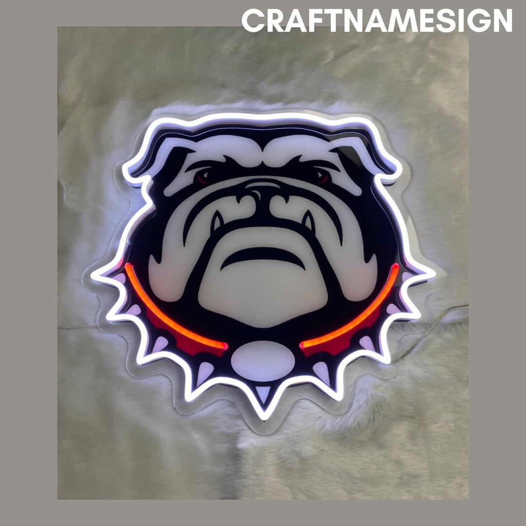 Bulldog Football Neon Acrylic Print Sign, Cool Bulldog Led Light Sign ...