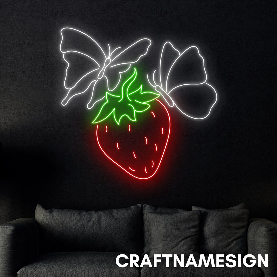 Butterflies Strawberry Led Sign, Butterflies Strawberry Neon Sign ...