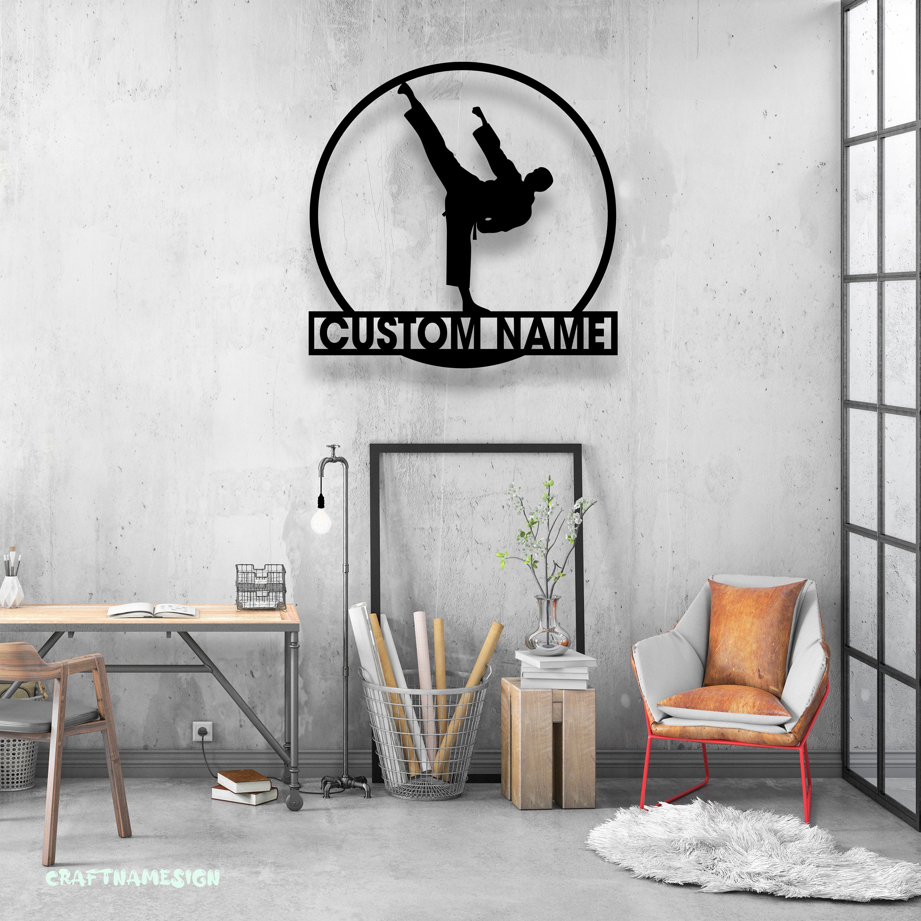 Custom Boy Karate Martial Arts Metal Wall Art With LED Light ...