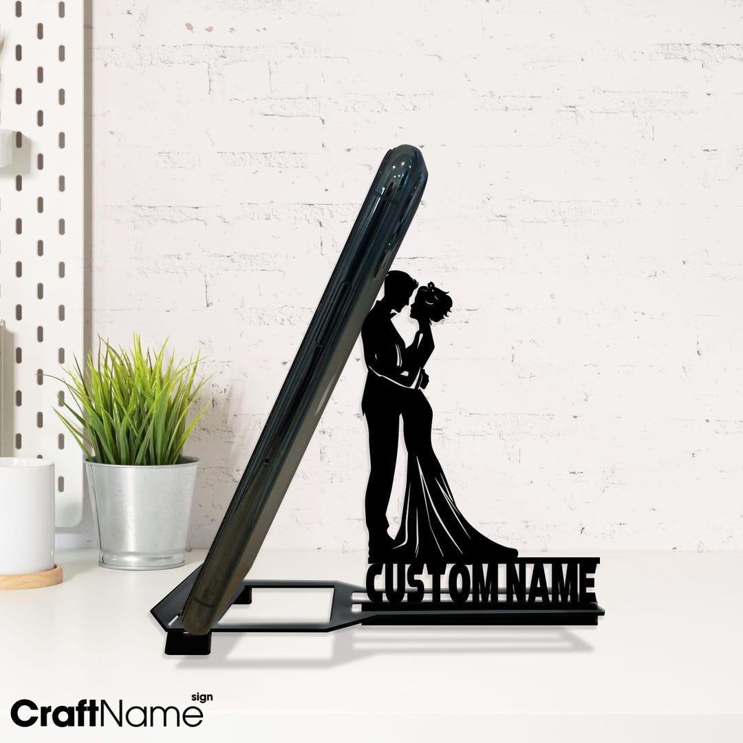 Custom Marriage Metal Stand for Phone and Tablet Sign, Bride Groom Name ...