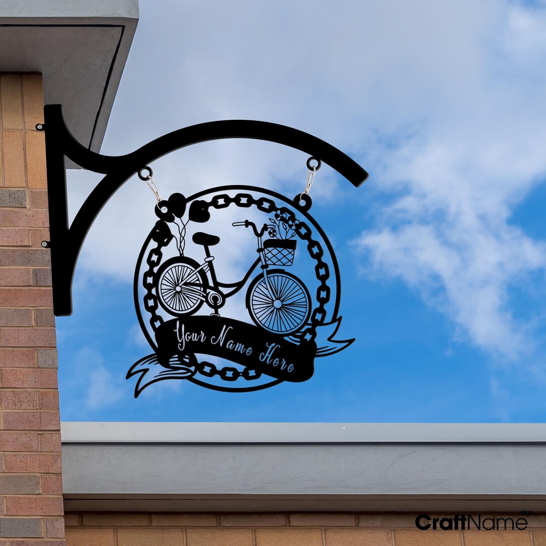 Custom Bicycle Station Metal Hanging Sign Steel, Large Metal Laser Cut ...