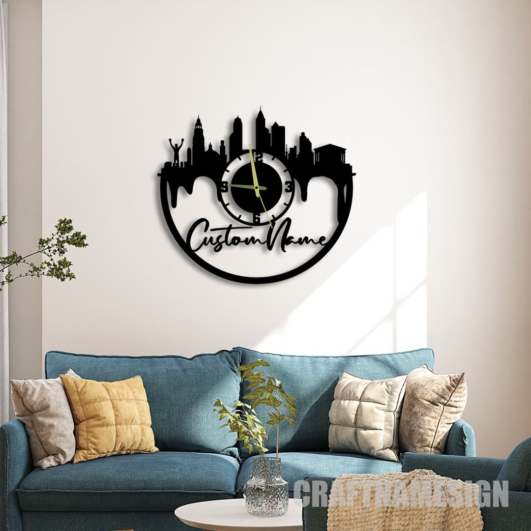 Custom Philadelphia Skyline Clock for Wall, Wall Clock Unique for Home ...