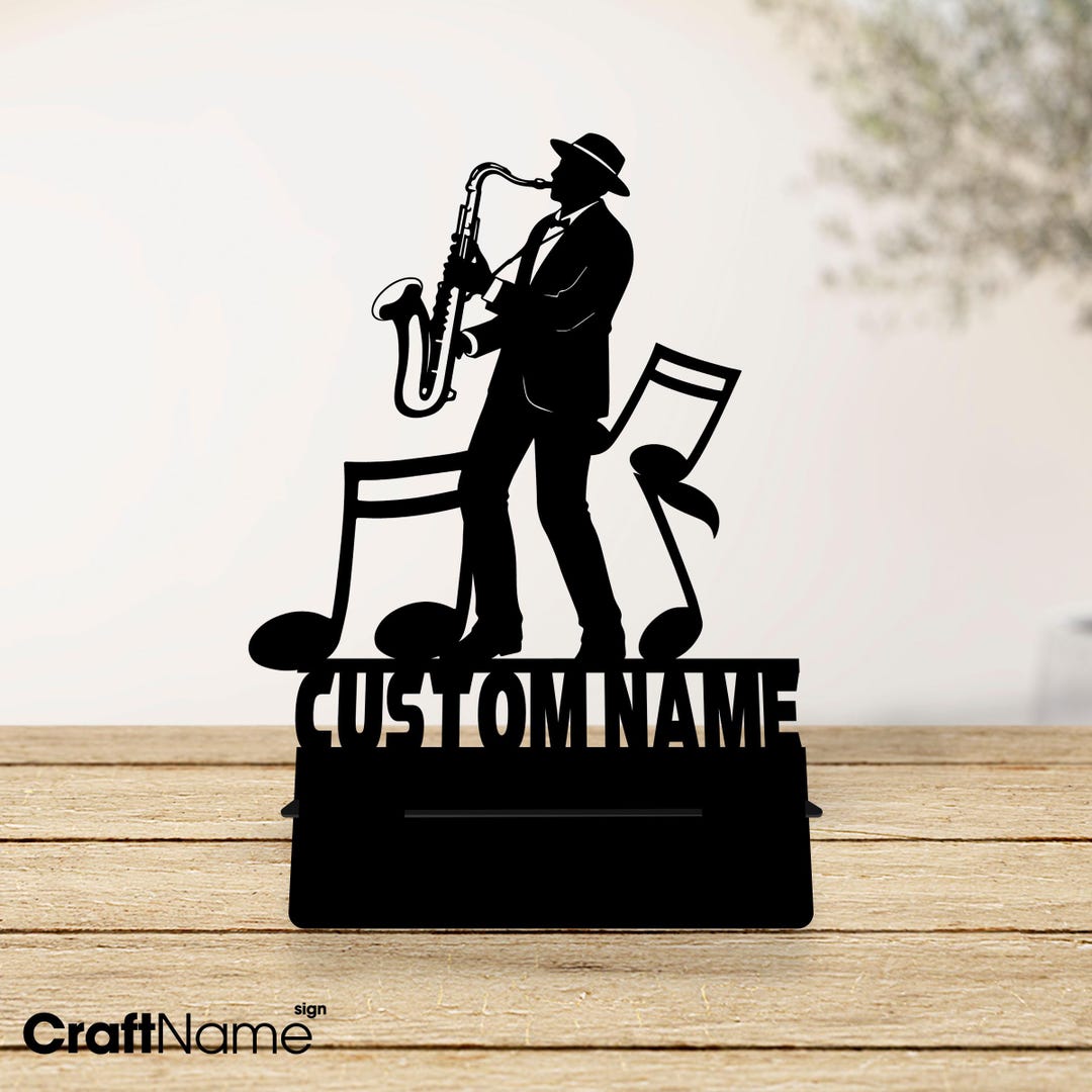 Personalized Man Play Saxophone Metal Phone and Tablet Stand, Saxophone ...