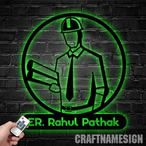 Custom Civil Engineer Metal Wall Art Light, Personalized Civil Engineer ...