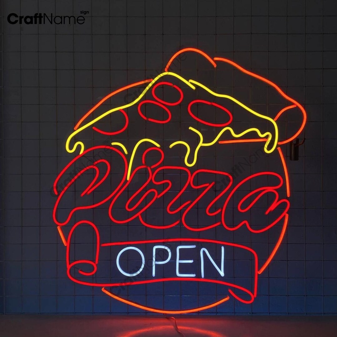 Pizza Open Neon Sign, Pizza Fast Food Shop Open Led Sign, Custom Neon ...