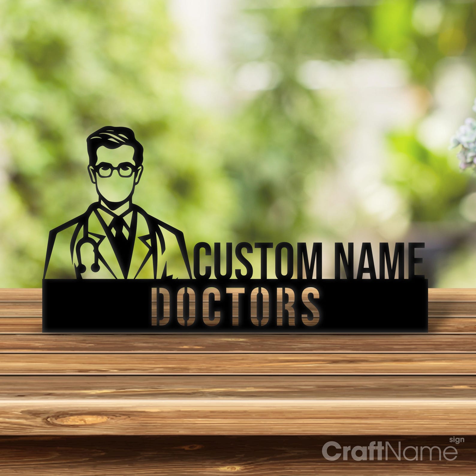 Custom Wooden Doctor Desk Name Plate, Healthcare Doctor Metal Nameplate ...