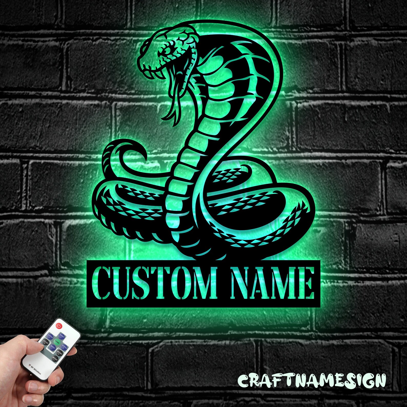Custom King Cobra Snake Metal Wall Art LED Light - Personalized Cobra ...