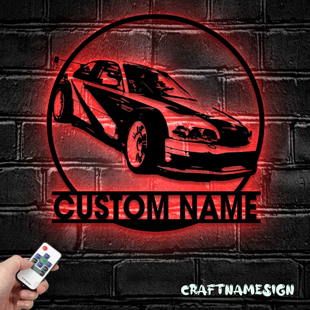 Custom Garage Metal Wall Art LED Light Personalized Classic Muscle Car ...