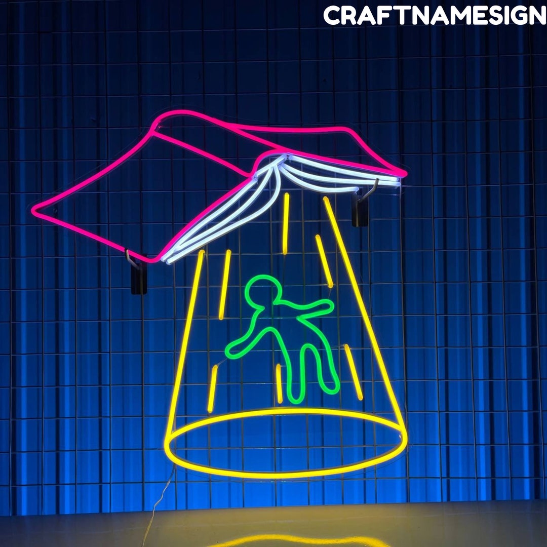 Book Abduction Human Neon Sign, Book UFO Abduction Led Sign, Custom ...