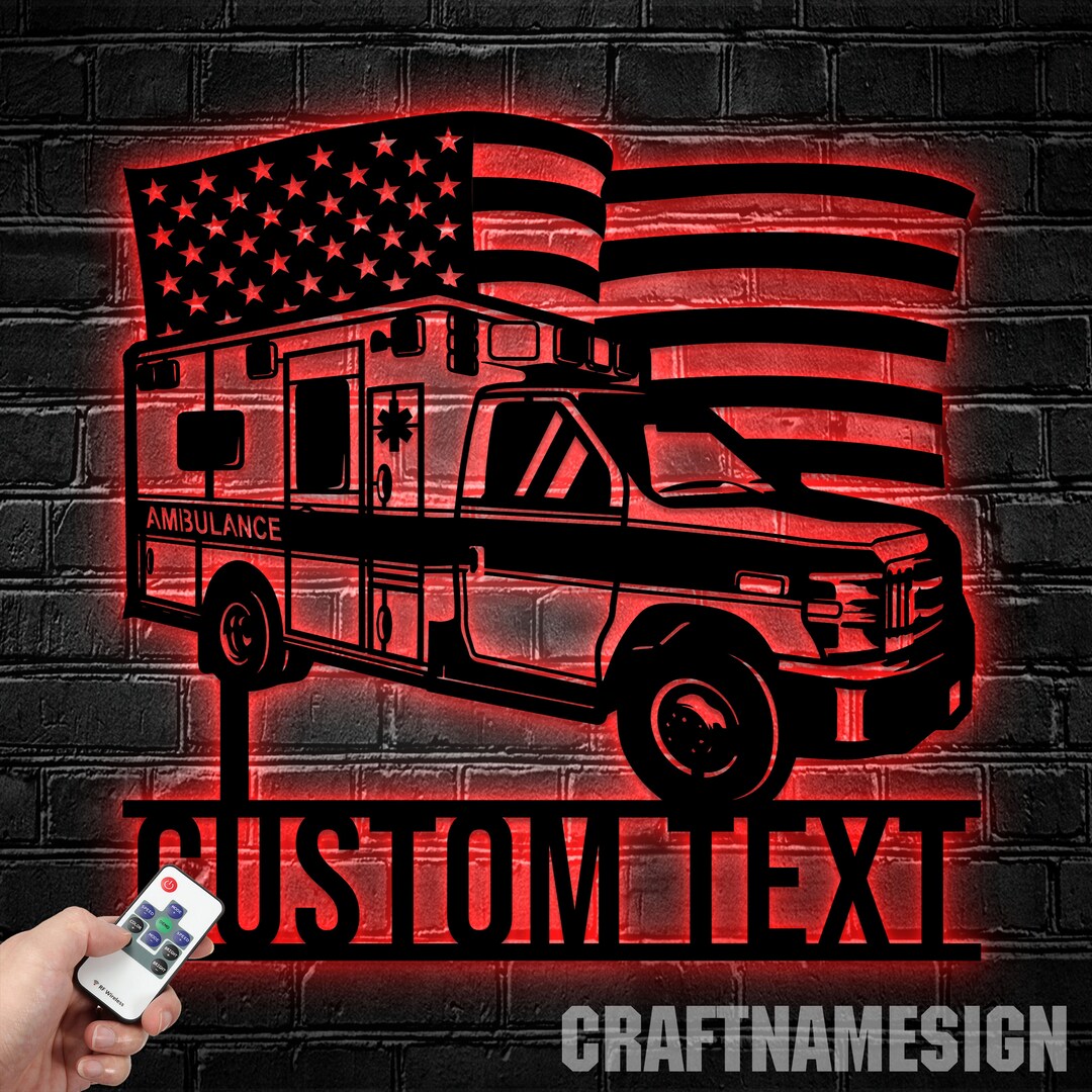 Custom US Ambulance Metal Wall Art With LED Light, Personalized ...