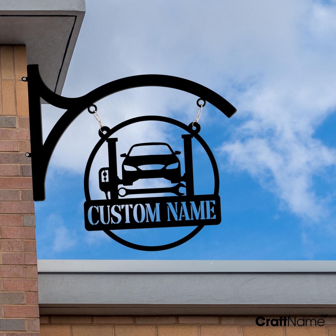 Custom Car Garage Storefront Hanging Sign Metal Steel, Large Metal ...