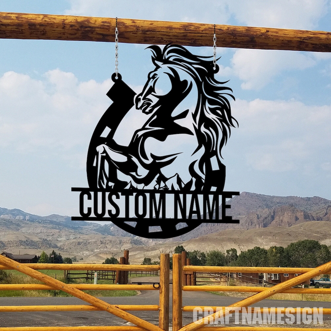 Custom Outdoor Metal Horse Farm Sign, Metal Name Sign Outdoor, Welcome ...