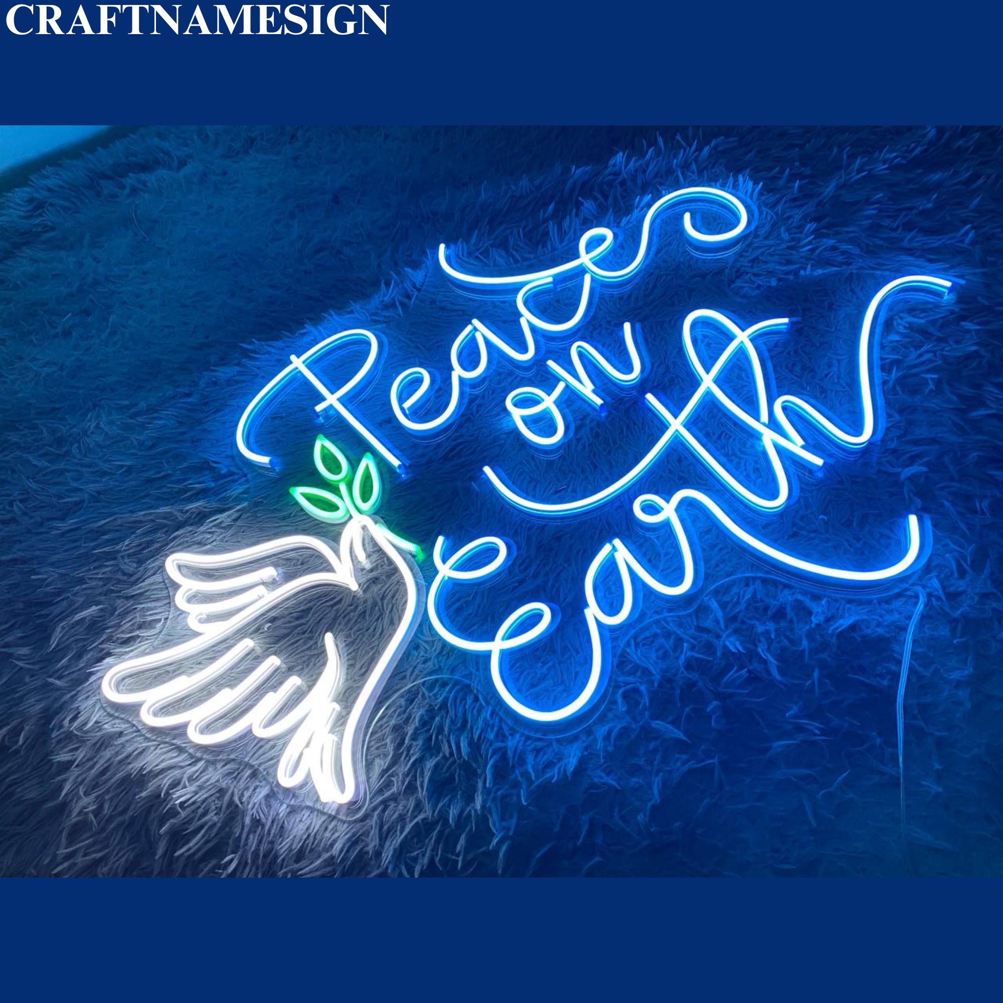 Peace on Earth Neon Sign, Peace on Earth Dove Led Sign, Custom Neon ...