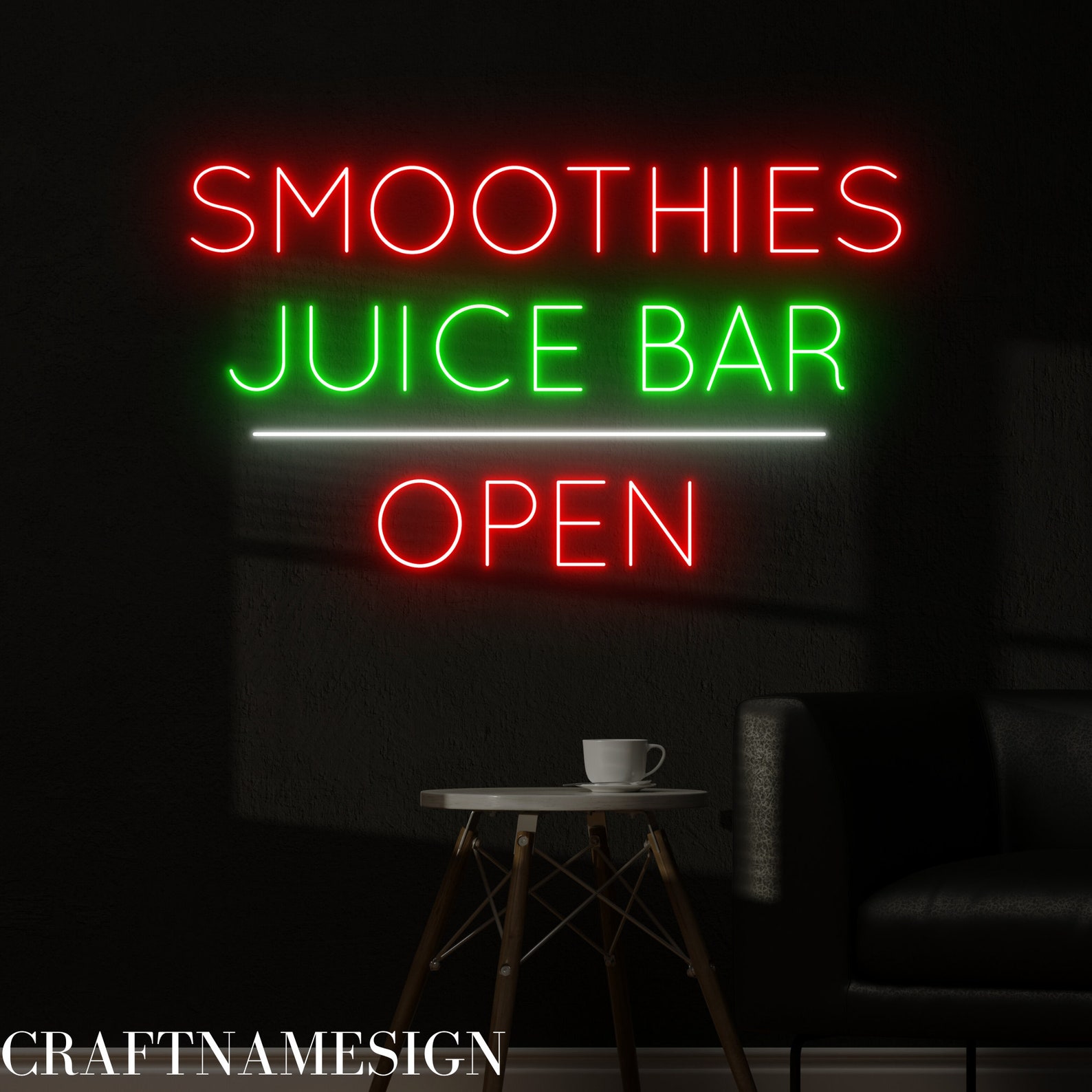 Smoothies Juice Bar Open Neon Sign, Juice Bar Led Sign, Custom Neon ...