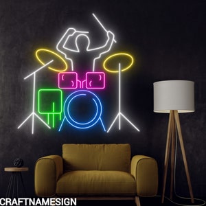 Drum Player Neon Sign, Drum Band Player Led Sign, Custom Neon Sign ...
