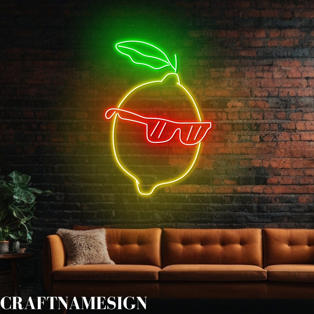 Cool Lemon With Sunglasses Neon Sign, Lemonade Shop Led Sign, Custom ...
