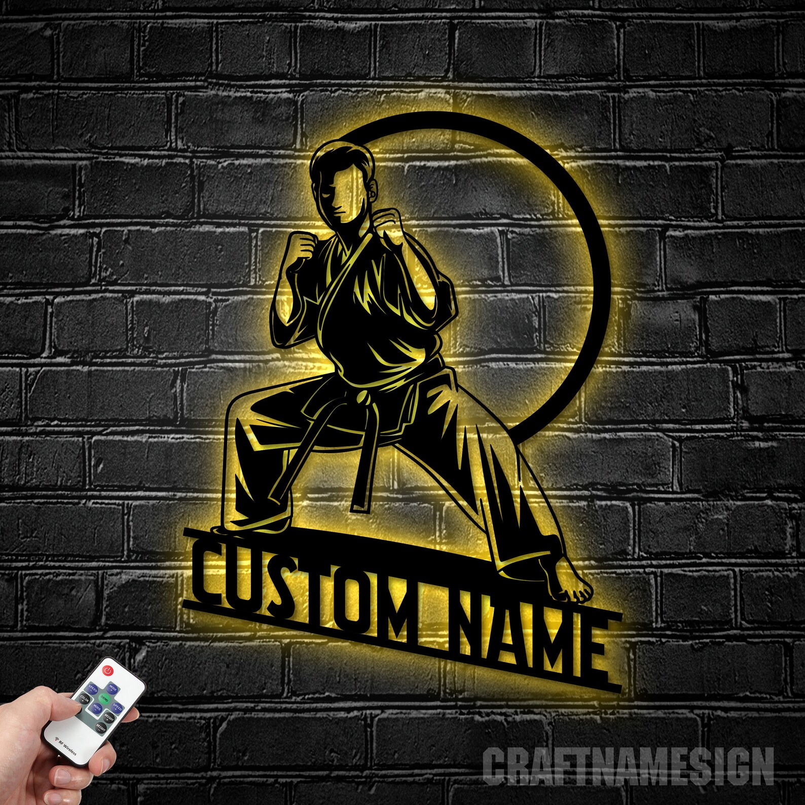 Custom Boy Karate Martial Arts Metal Wall Art With LED Light ...