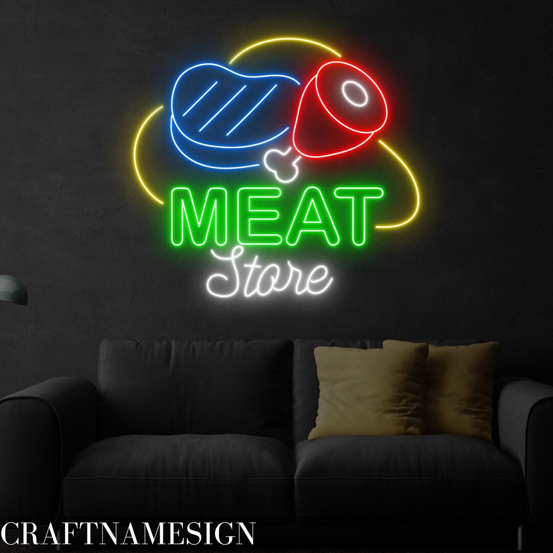 Meat Store Neon Sign, Meat Store Led Sign, Custom Neon Sign, Meat ...