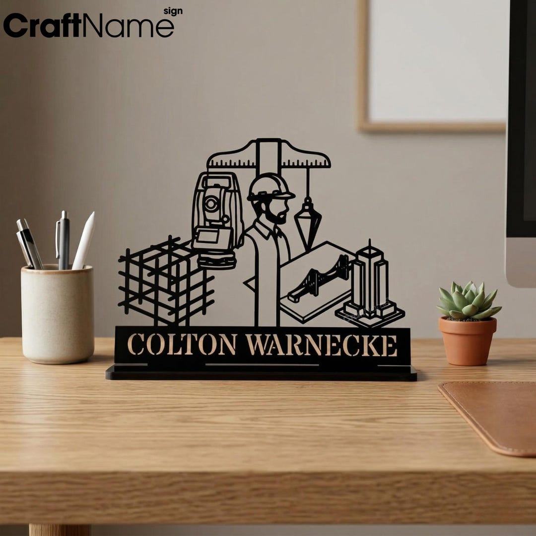 Civil Engineer Metal Desk Decor, Custom Name Surveyor Construction ...